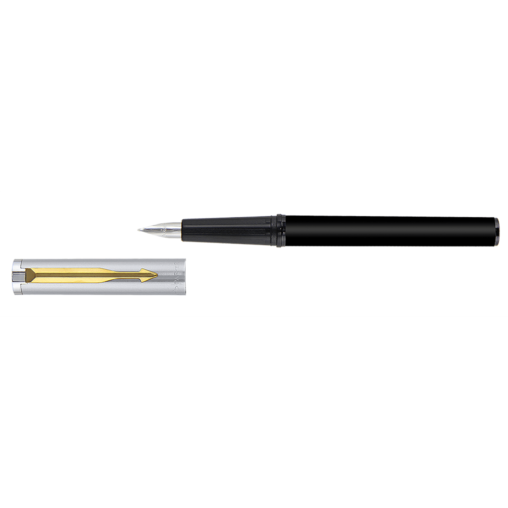 PARKER BETA PREMIUM FOUNTAIN PEN SILVER FINISH CAP WITH GOLD TRIM BLUE ...
