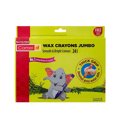 KOKUYO CAMLIN JUMBO WAX CRAYONS 24SHADES + 2GLITTER CRAYON - Wax ...