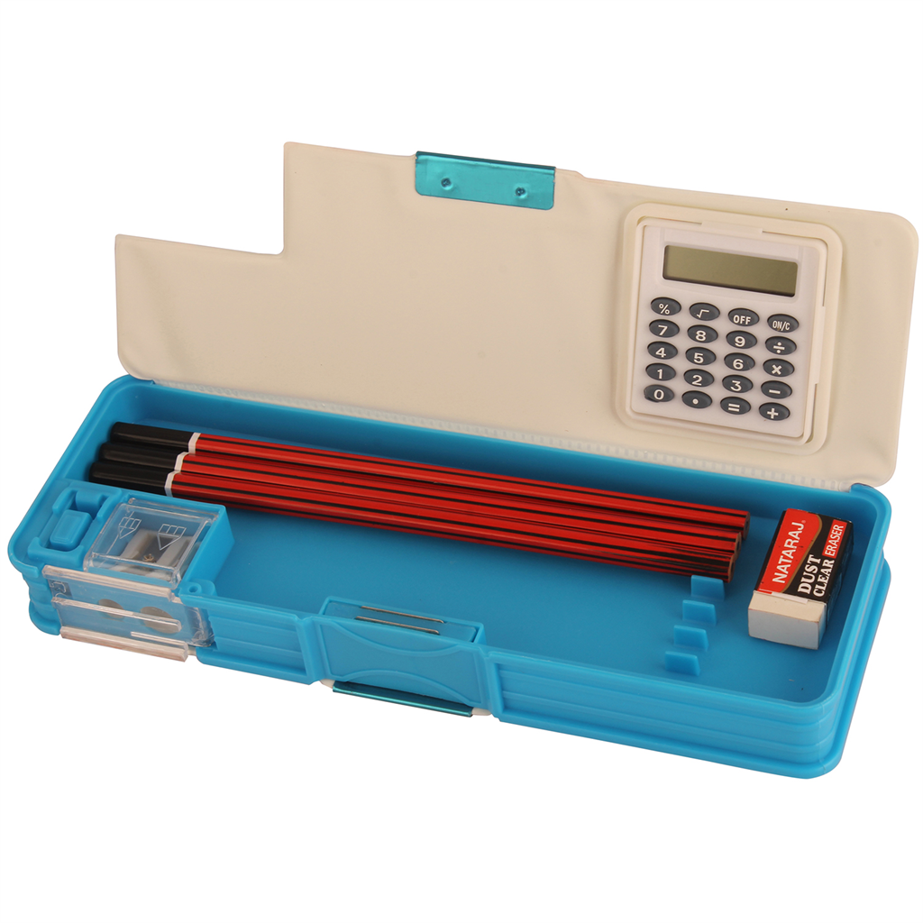 STYM Pencil Box With Twist Calculator Plastic (2 sides, Set of 1, Blue ...